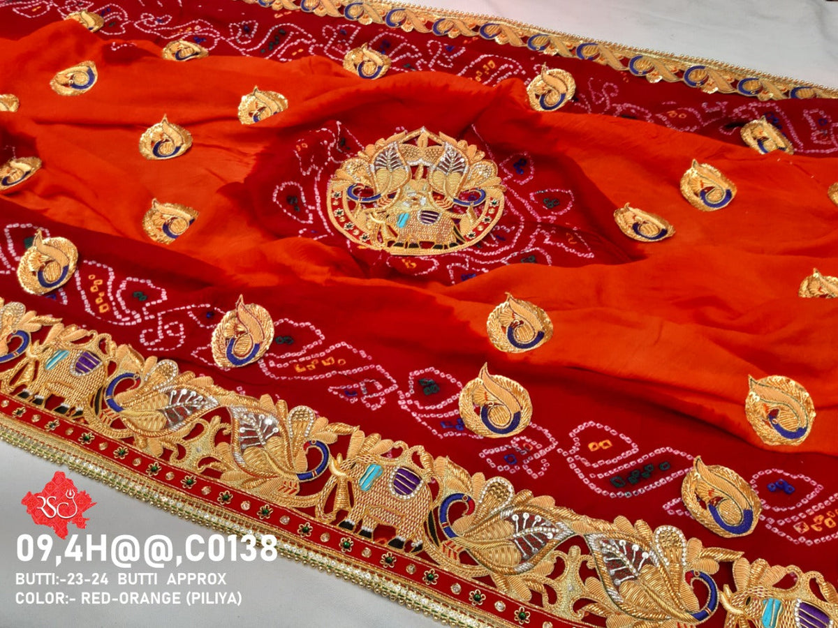 Traditional Jaipuri Chunri Pila rajasthani marriage chundi dupatta, OR ...