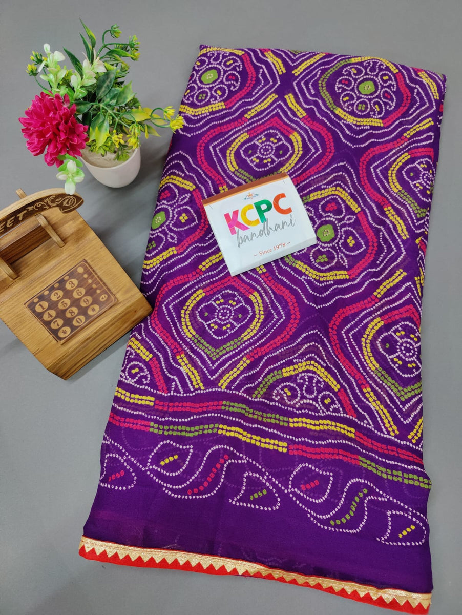 Crape Fabric Bandhani Chunri Rajasthani Sarees with blouse NR , KCPC ...