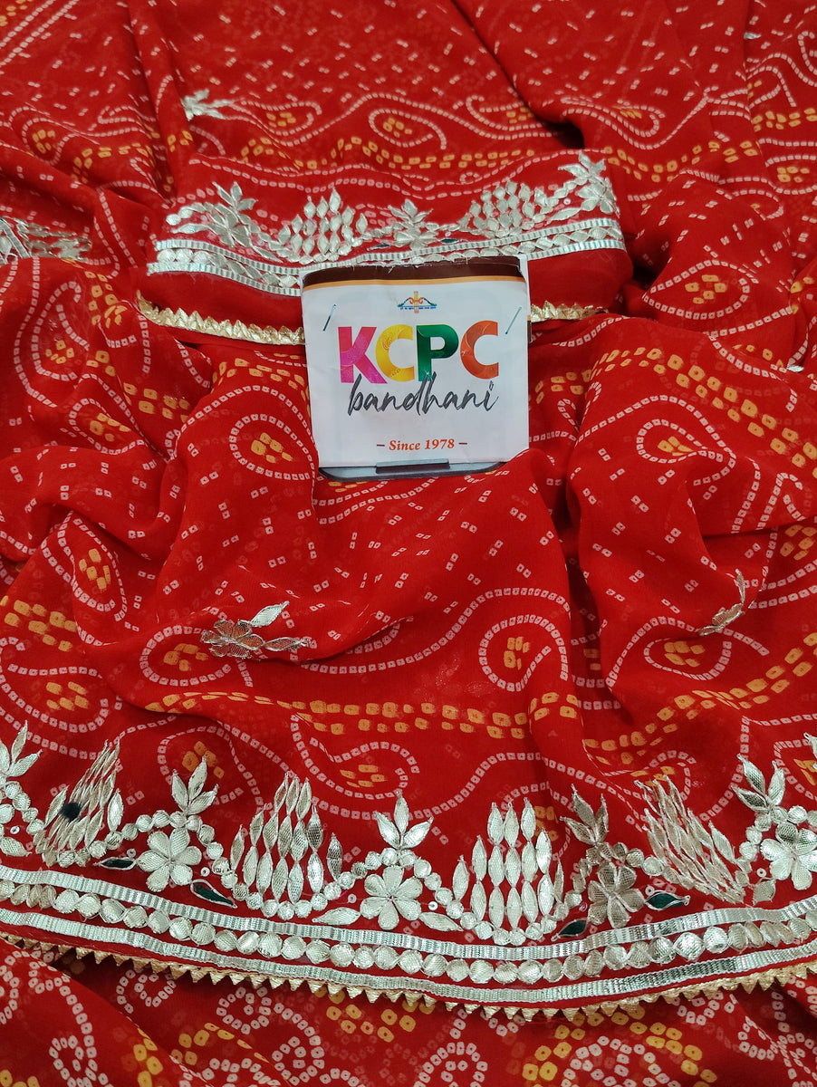 Raidana Bandhej Gotapatti Traditional Marwadi Saree with blouse – KcPc ...
