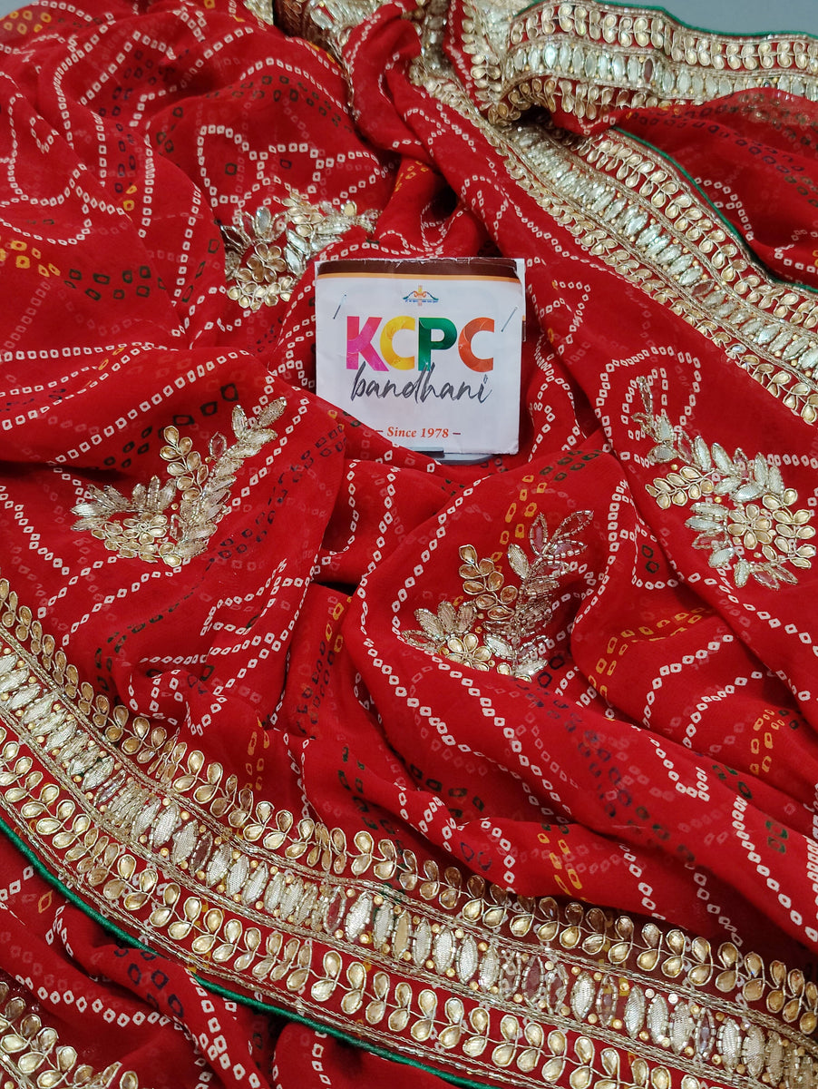 Marwadi Traditional Pure Georgette Ojariya Bandhej Gotapatti Work Wedd – KcPc Bandhani