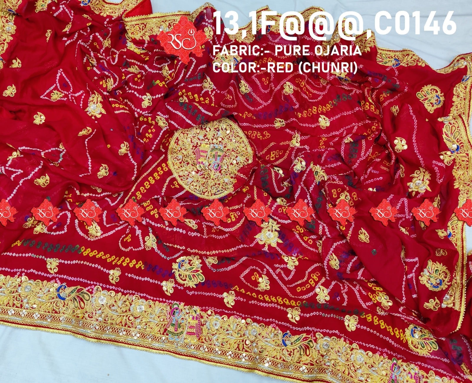 Pure Gaaji Silk Aara Taari Work Marwari Churni,KCPC,NR – KcPc Bandhani