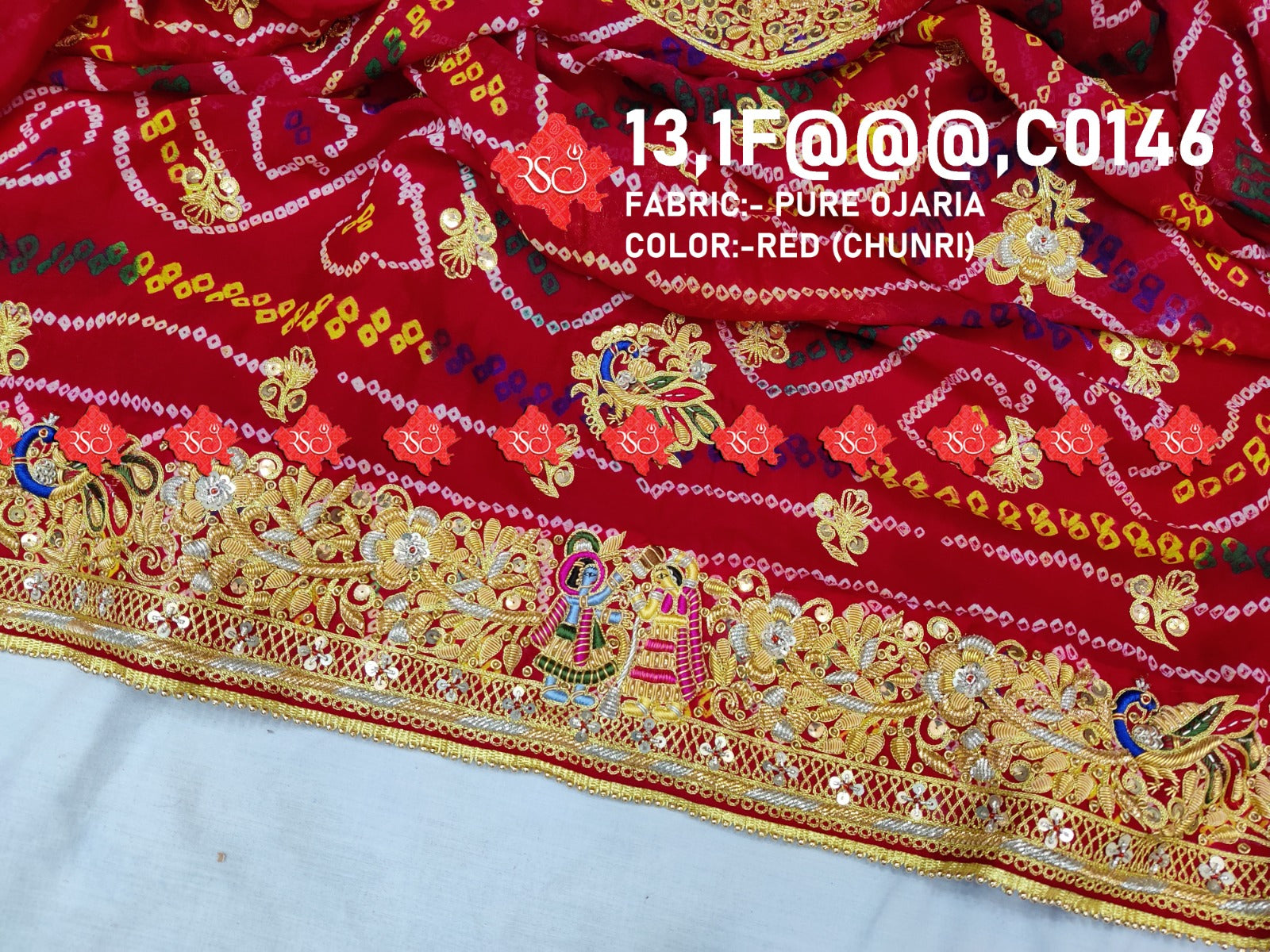 Pure Gaaji Silk Aara Taari Work Marwari Churni,KCPC,NR – KcPc Bandhani